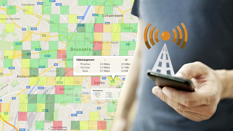 Interactieve kaart van het mobiel netwerkbereik in België